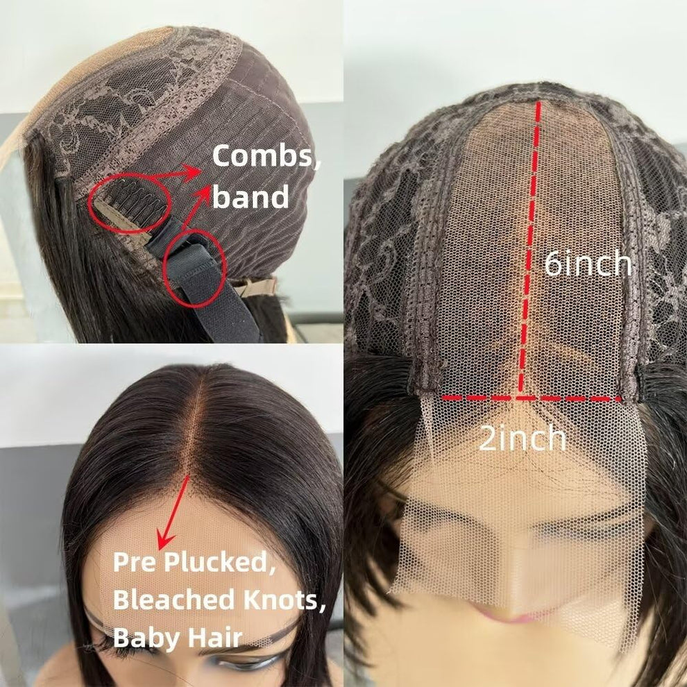 2X6 Deep Parting Melted Lace Closure Wigs 180% Density BOB – LIBEAUTY HAIR