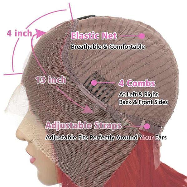 13x4 Lace Frontal Wigs for Women Orange-Red Bob Wig – LIBEAUTY HAIR