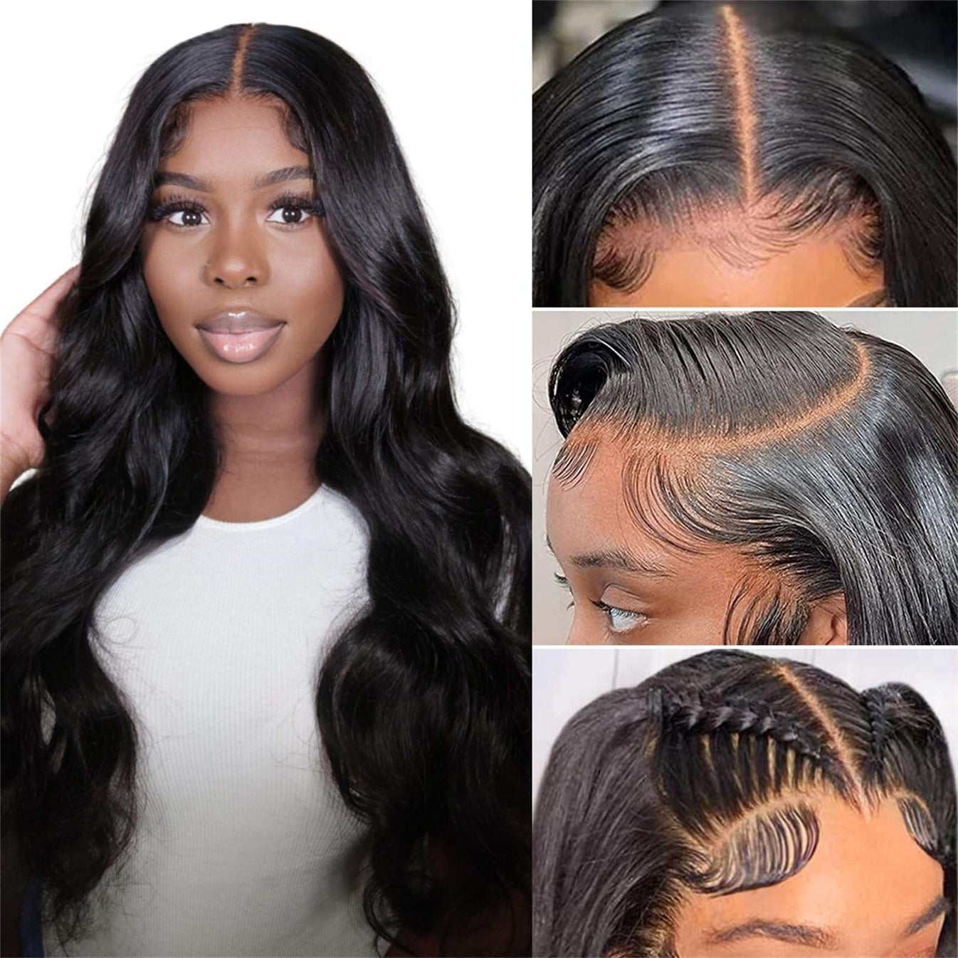 Body Wave 13x4 Frontal Lace Side Part Long Wig 100% Human Hair ...