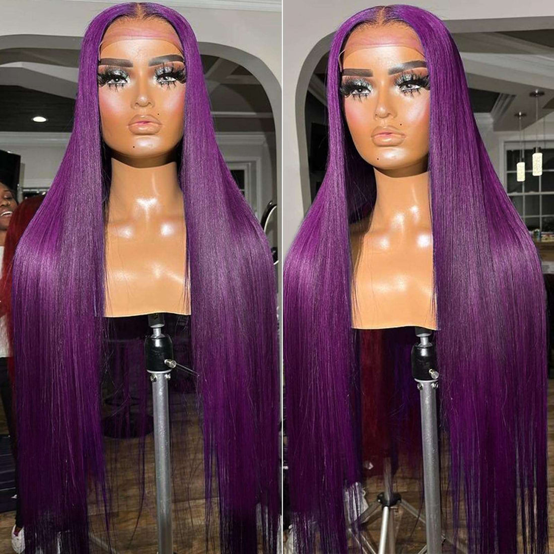 Dark Purple Lace Front Wigs Human Hair 13x4 Deep Purple Lace Frontal S ...