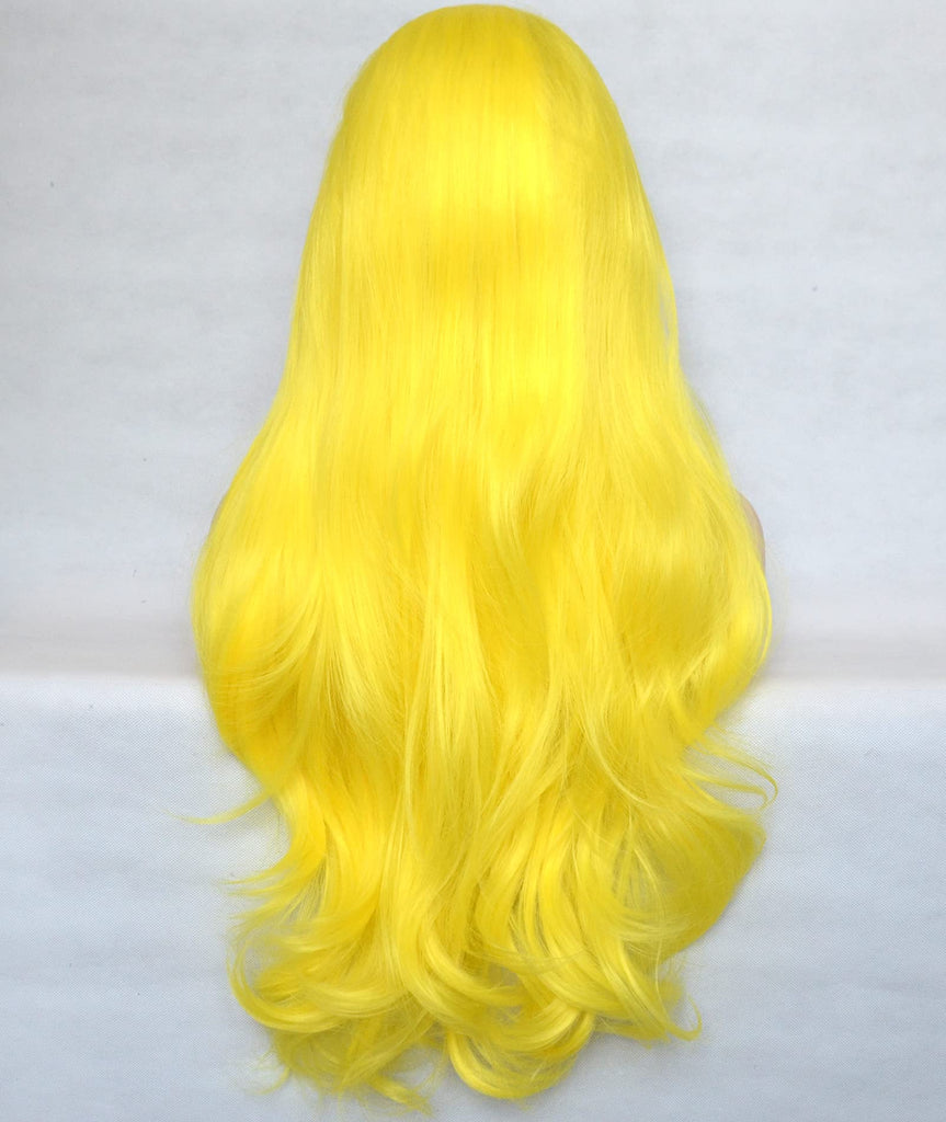 Sexy Yellow 13x4 Front Lace Front Wigs Long Natural Wavy Heat Resistan ...