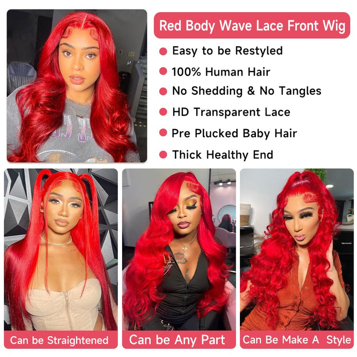 Red Wig Human Hair 13x4 Body Wave Lace Front Wigs Human Hair – LIBEAUTY ...