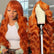 13X4 HD Orange Ginger Lace Front Wigs Pre Plucked Body Wave Wig ...