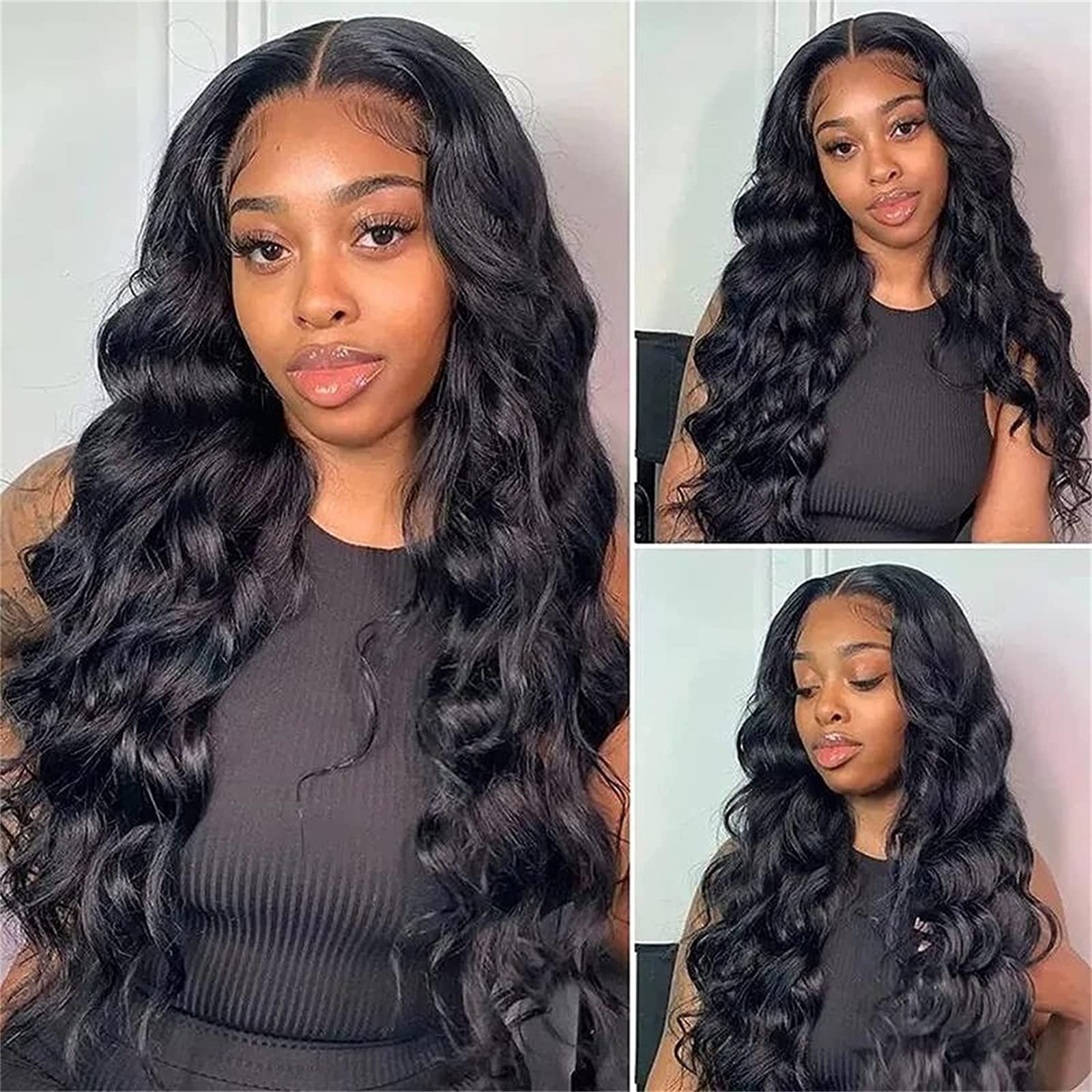 Loose Body Wave 5x5 Closure Lace Glueless Mid Part Long Wig 100% Human ...
