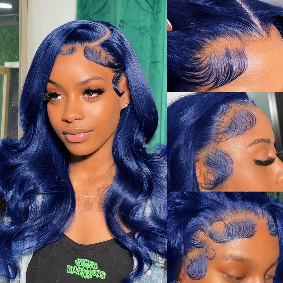 Blue Lace Front Wig Human Hair 13x4 Front lace Body Wave Human Hair ...