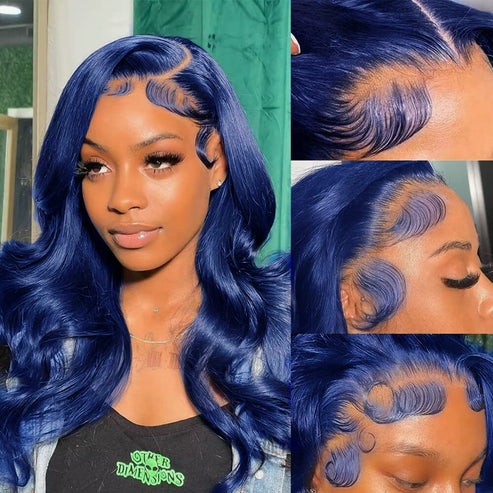 Blue Lace Front Wig Human Hair 13x4 Front lace Body Wave Human Hair ...