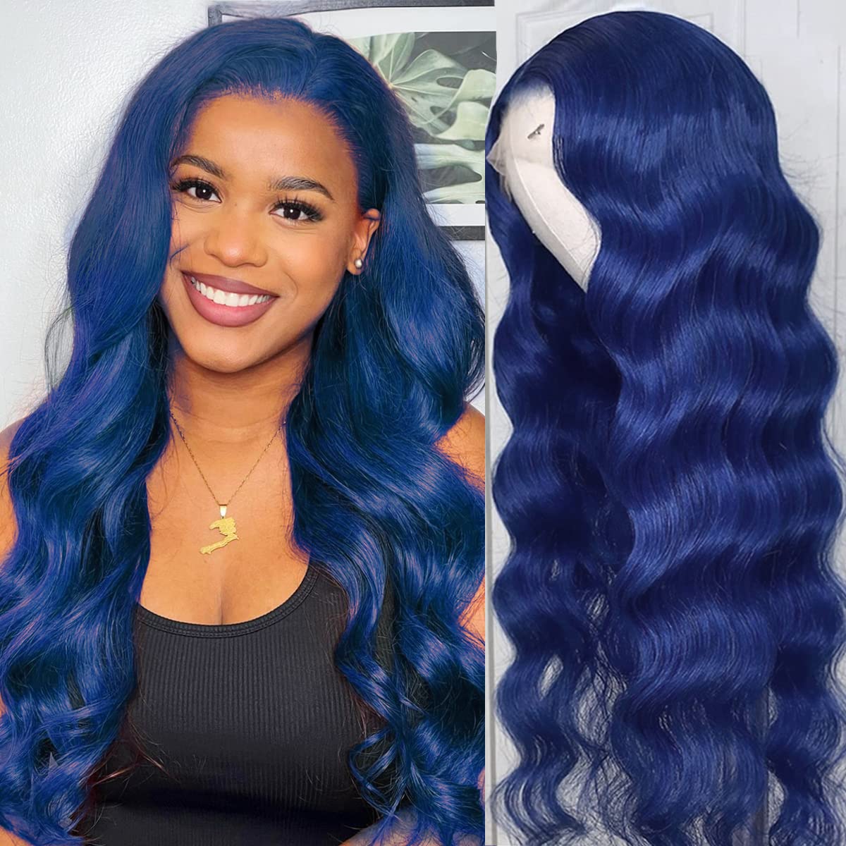 Blue Lace Front Wig Human Hair 13x4 Front lace Body Wave Human Hair ...