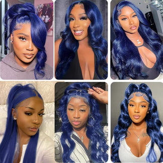 Blue Lace Front Wig Human Hair 13x4 Front lace Body Wave Human Hair ...