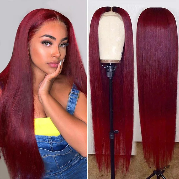 Libeauty 13x4 HD Lace Burgundy Colored Lace Front Wigs Human Hair ...