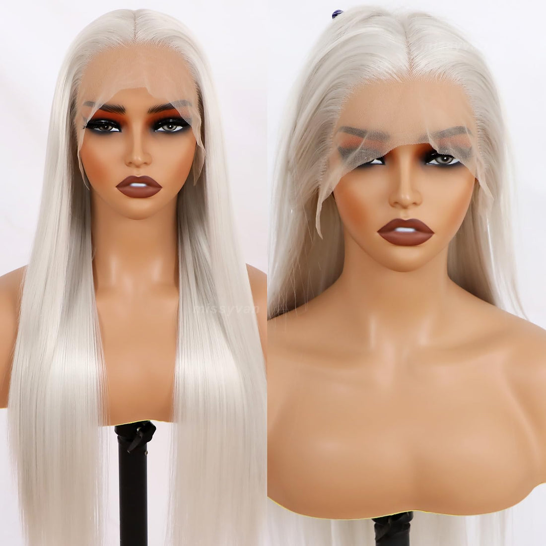 White Hair Color 13x4 Lace Front Wig Long Straight Hair Wigs Platinum ...