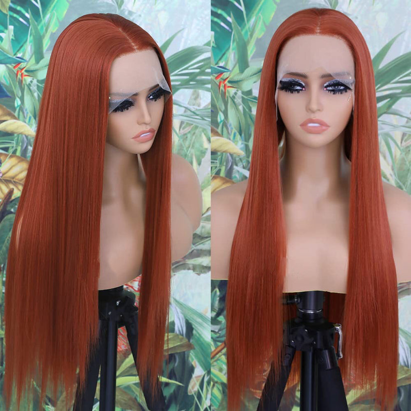 Season Limited! Ginger Orange Straight Virgin Hair Lace Frontal Wig Fa ...
