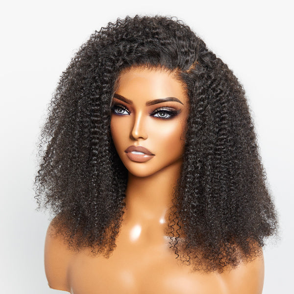 Afro Curly Free Parting Undetectable Invisible 13x4 Lace Frontal Wig ...