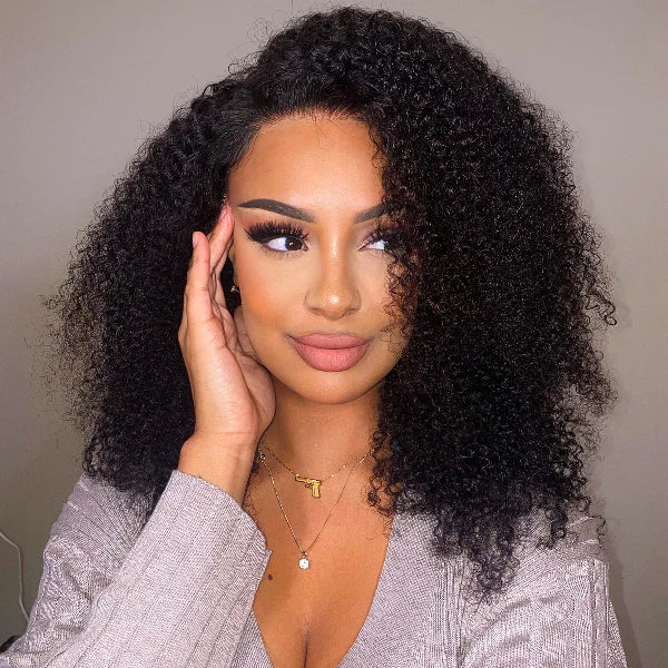 Afro Curly Free Parting Undetectable Invisible 13x4 Lace Frontal Wig ...