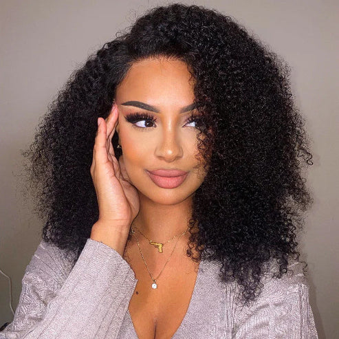 Afro Curly Free Parting Undetectable Invisible 13x4 Lace Frontal Wig ...
