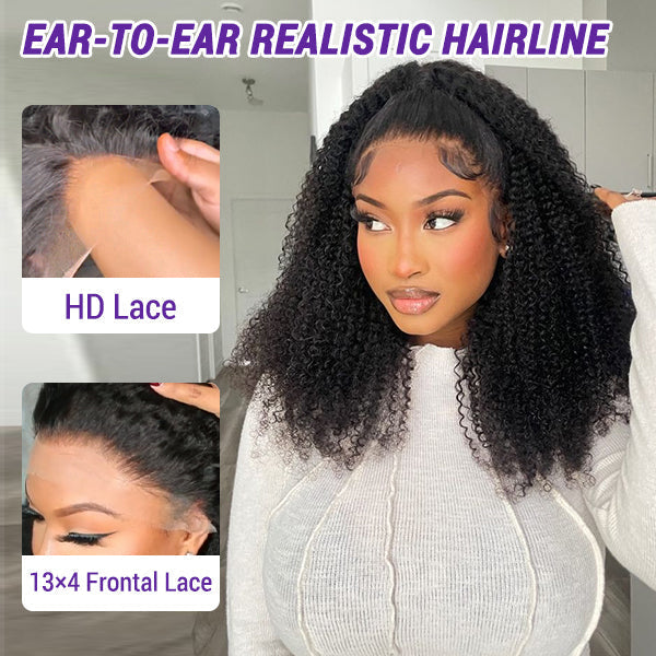 Afro Curly Free Parting Undetectable Invisible 13x4 Lace Frontal Wig ...