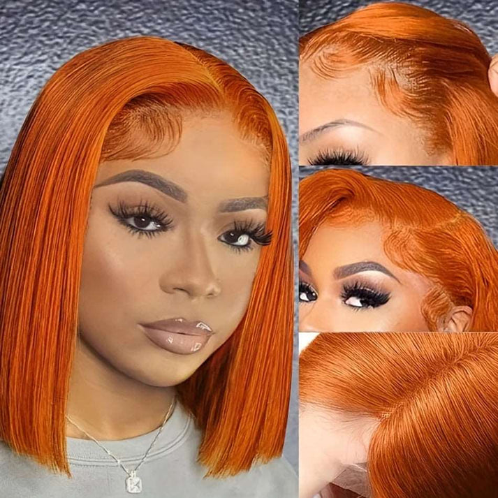 Ginger Orange Straight Bob Wig Lace Front Human Hair Wig – LIBEAUTY HAIR