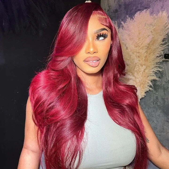 Libeauty 13x4 HD Lace Burgundy Colored Lace Front Wigs Human Hair ...