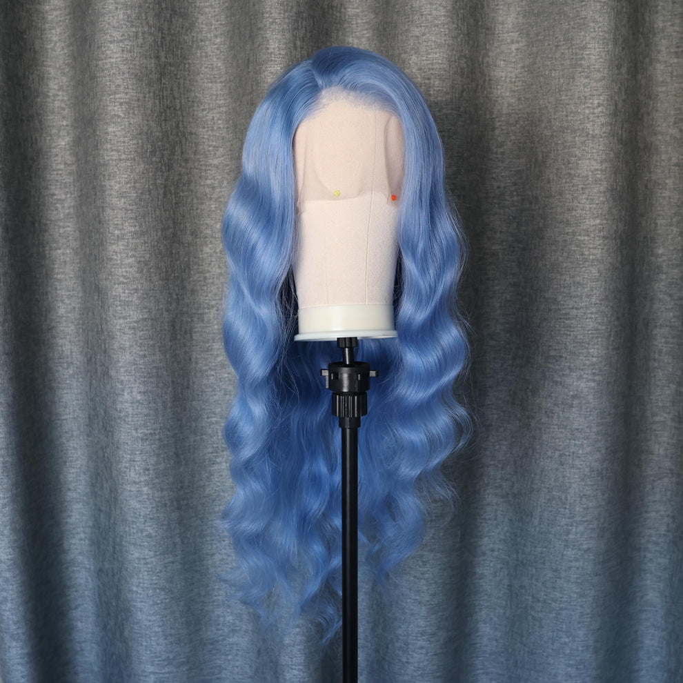 Lake Blue Body Wave Lace Front Wig Human Hair 180% Density Colored Hum ...